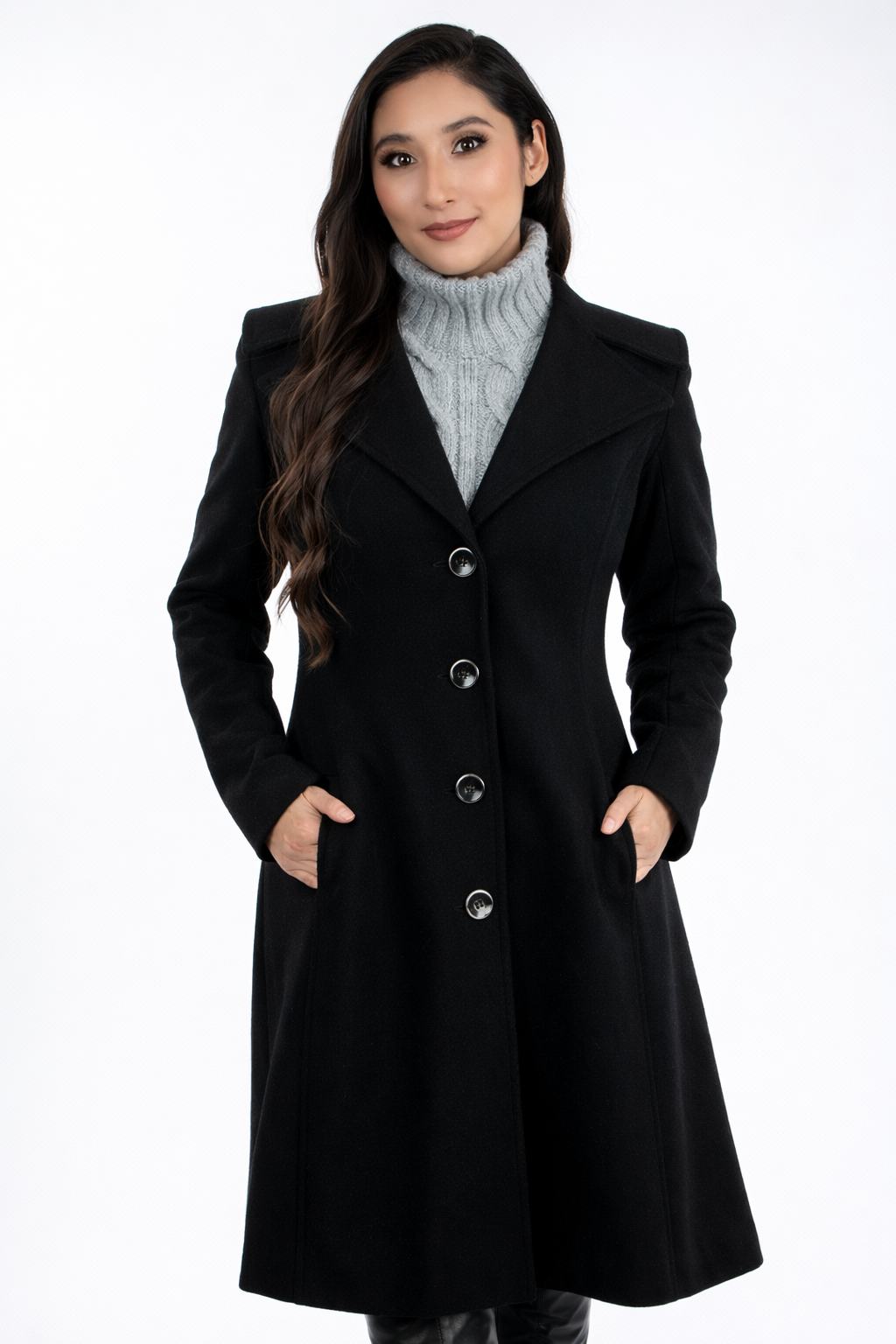 Abrigo Telani | Milka Negro de Lana para Mujer | Elegancia Casual y ...